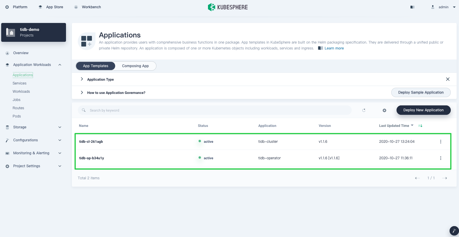 Tutorial: Deploy TiDB on KubeSphere from Scratch