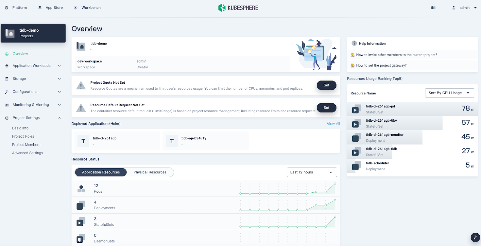 Tutorial: Deploy TiDB on KubeSphere from Scratch