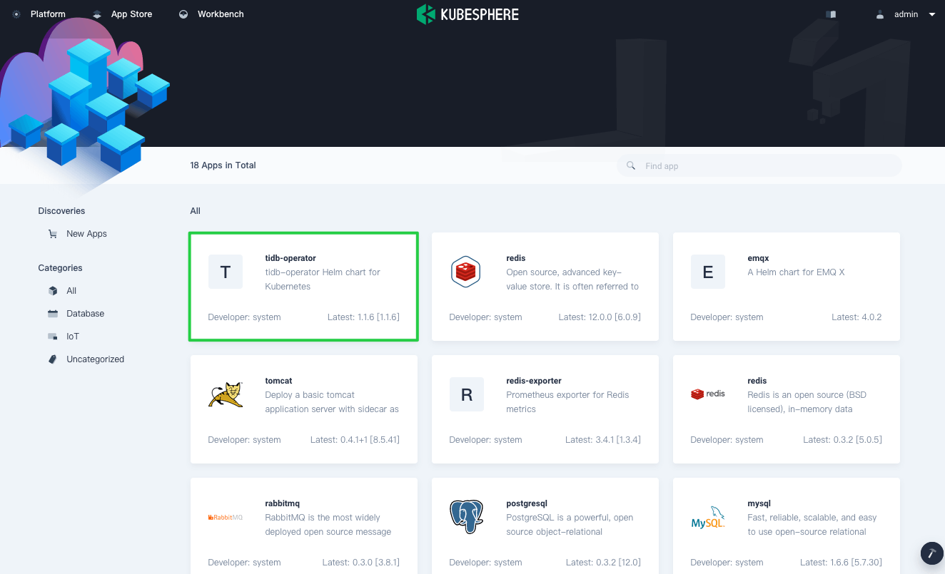 TiDB on KubeSphere: Release TiDB to the KubeSphere App Store