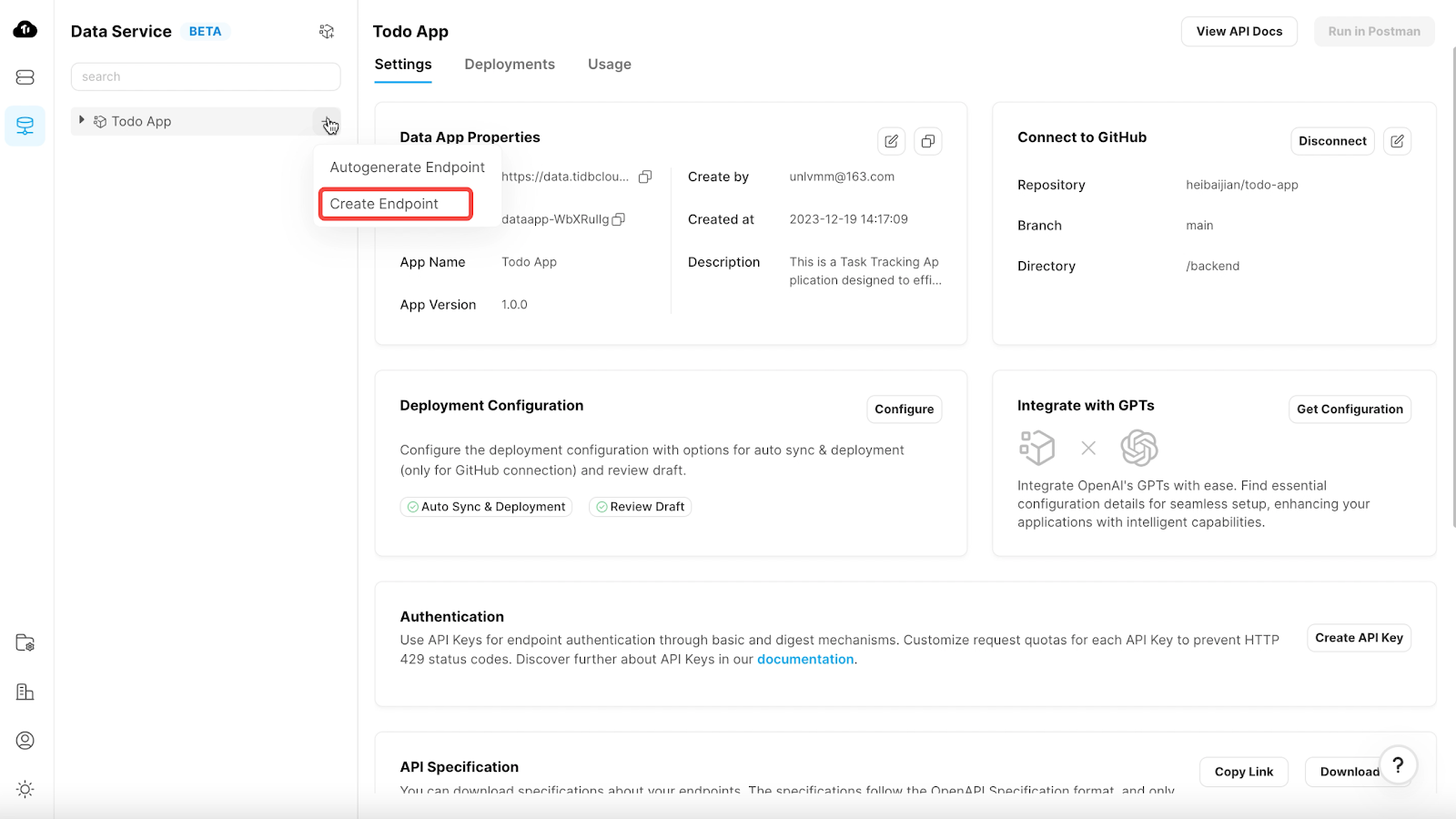 Building Data-driven Backend with TiDB Cloud Data Service