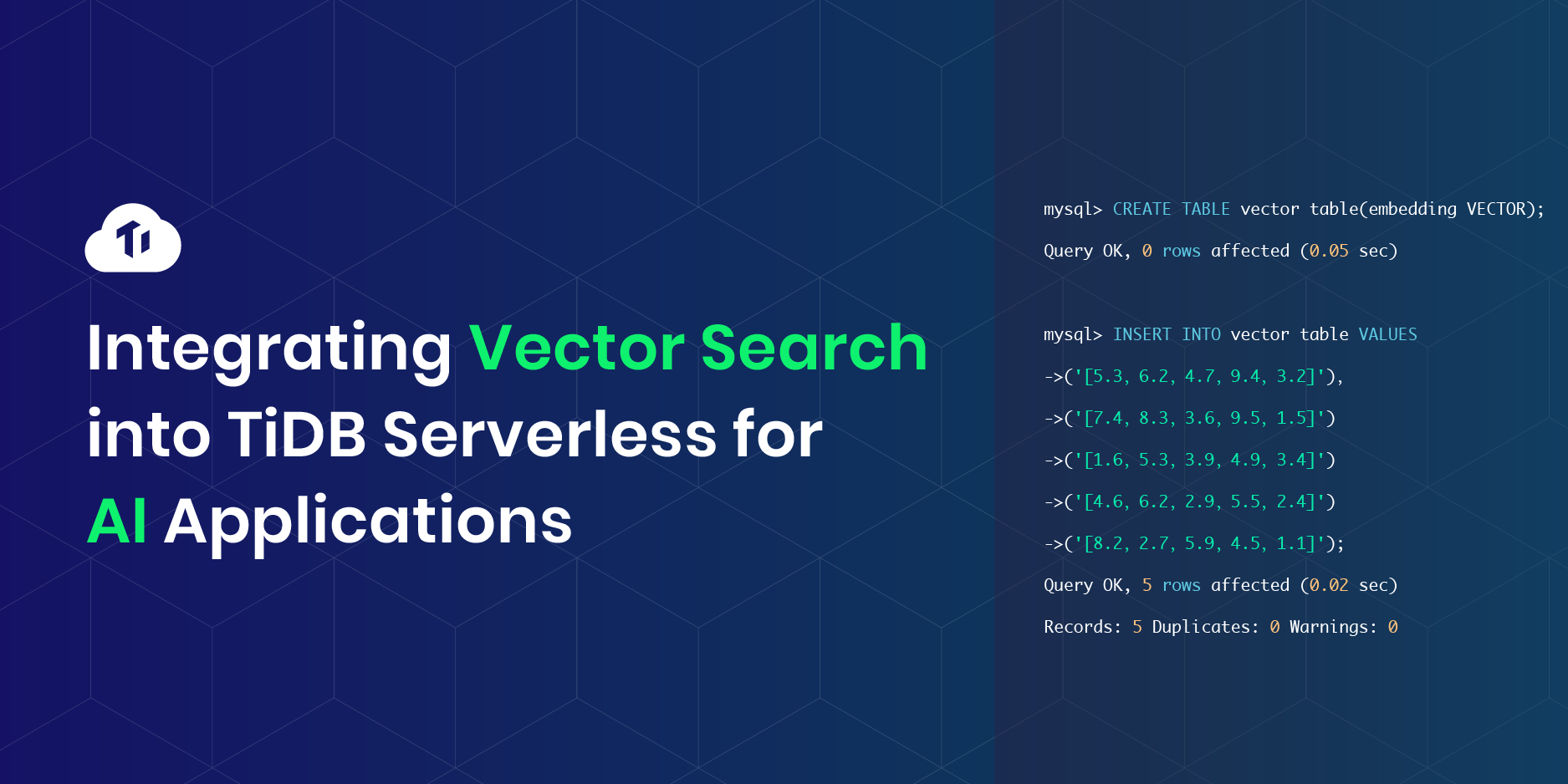 Integrating Vector Search into TiDB Serverless for AI Applications Integrating Vector Search into TiDB Serverless for AI Applications