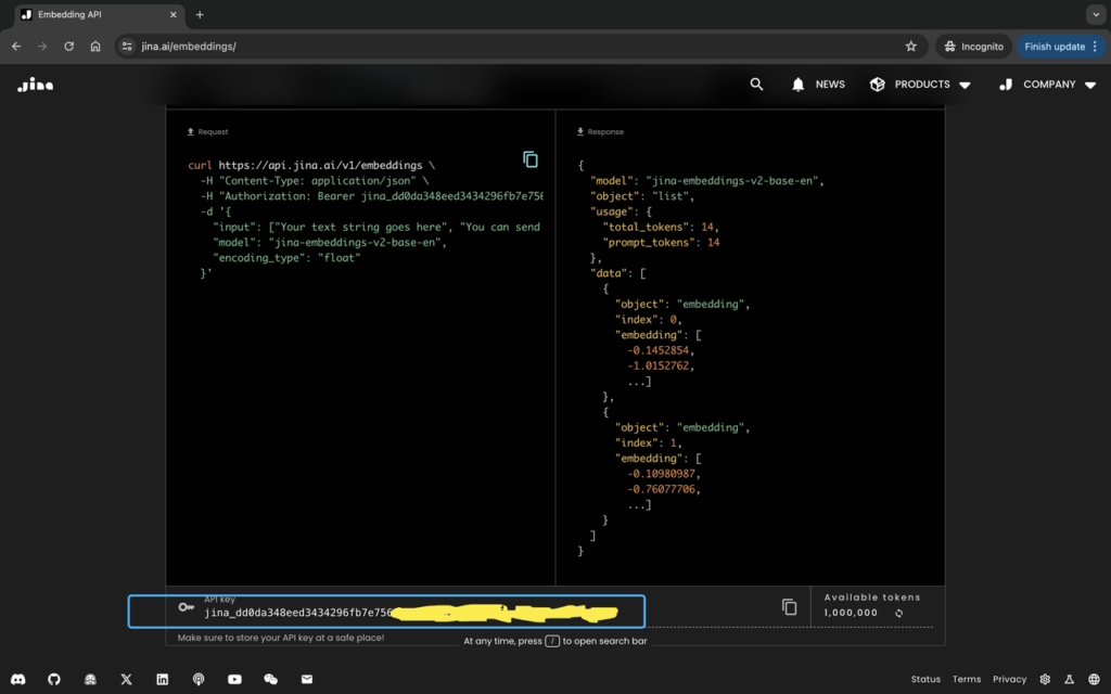 Build RAG with Jina.AI Embeddings API and TiDB Vector Storage