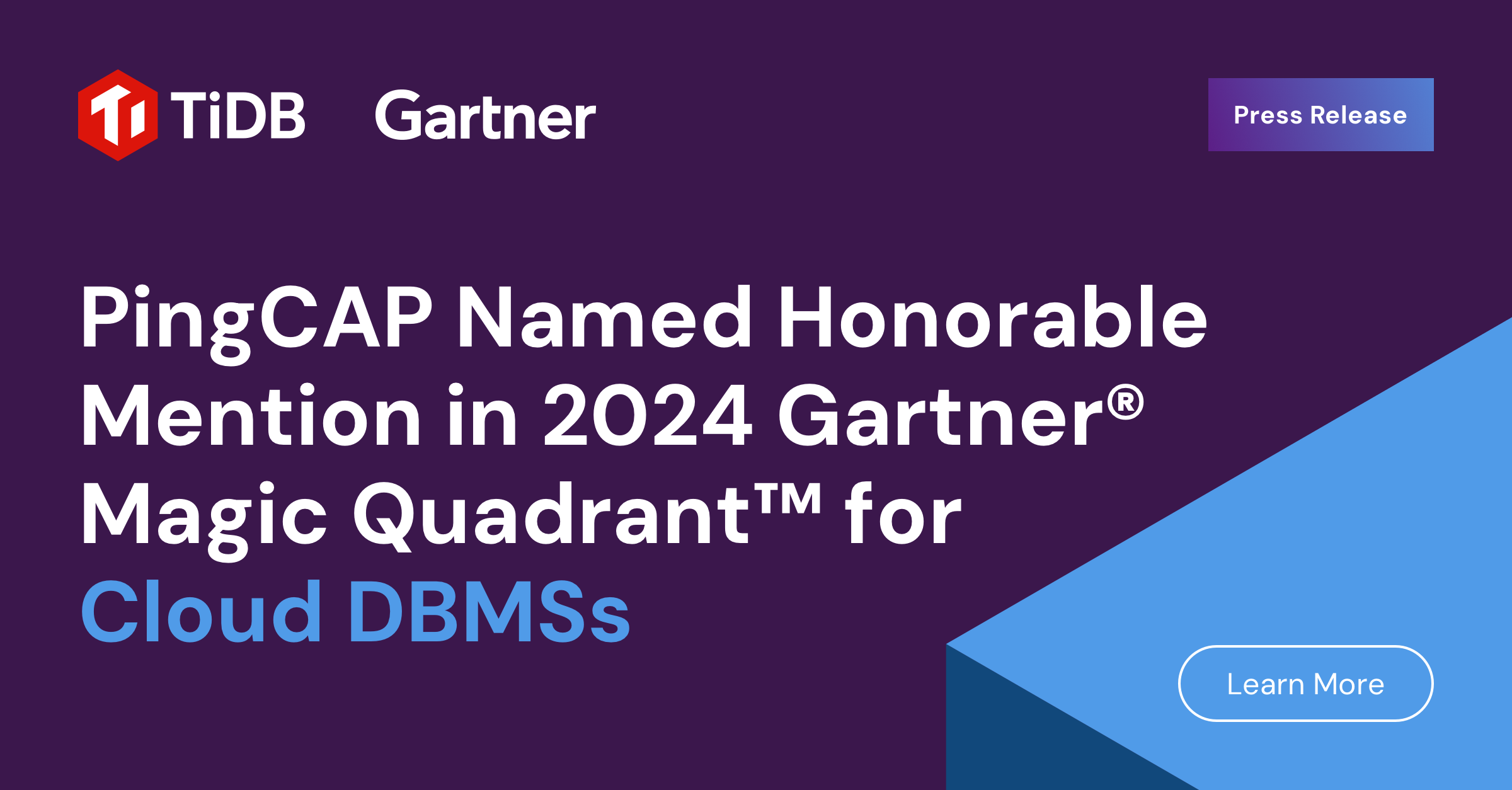 2024 Gartner MQ for Cloud DBMSs: TiDB an Honorable Mention